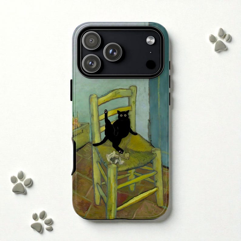 Van Gogh Tough Magsafe Phone Case, Cat Meme Funny Painting Parody ...