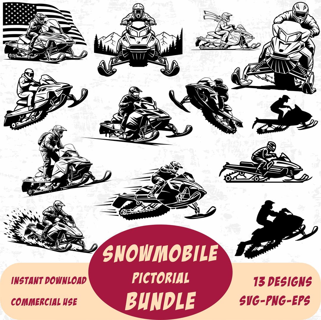 Snowmobile SVG Clipart Bundle | Winter Rider Designs (svg, Png, Eps) - Etsy