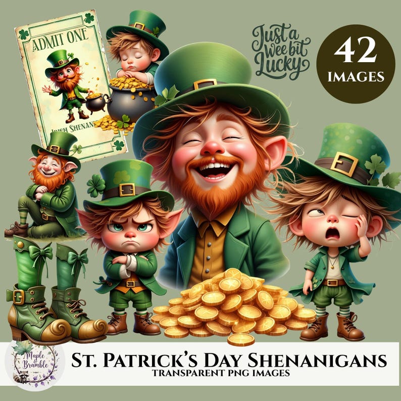 Leprechaun Clipart Bundle | St. Patrick's Day PNG Graphics (42 Images ...