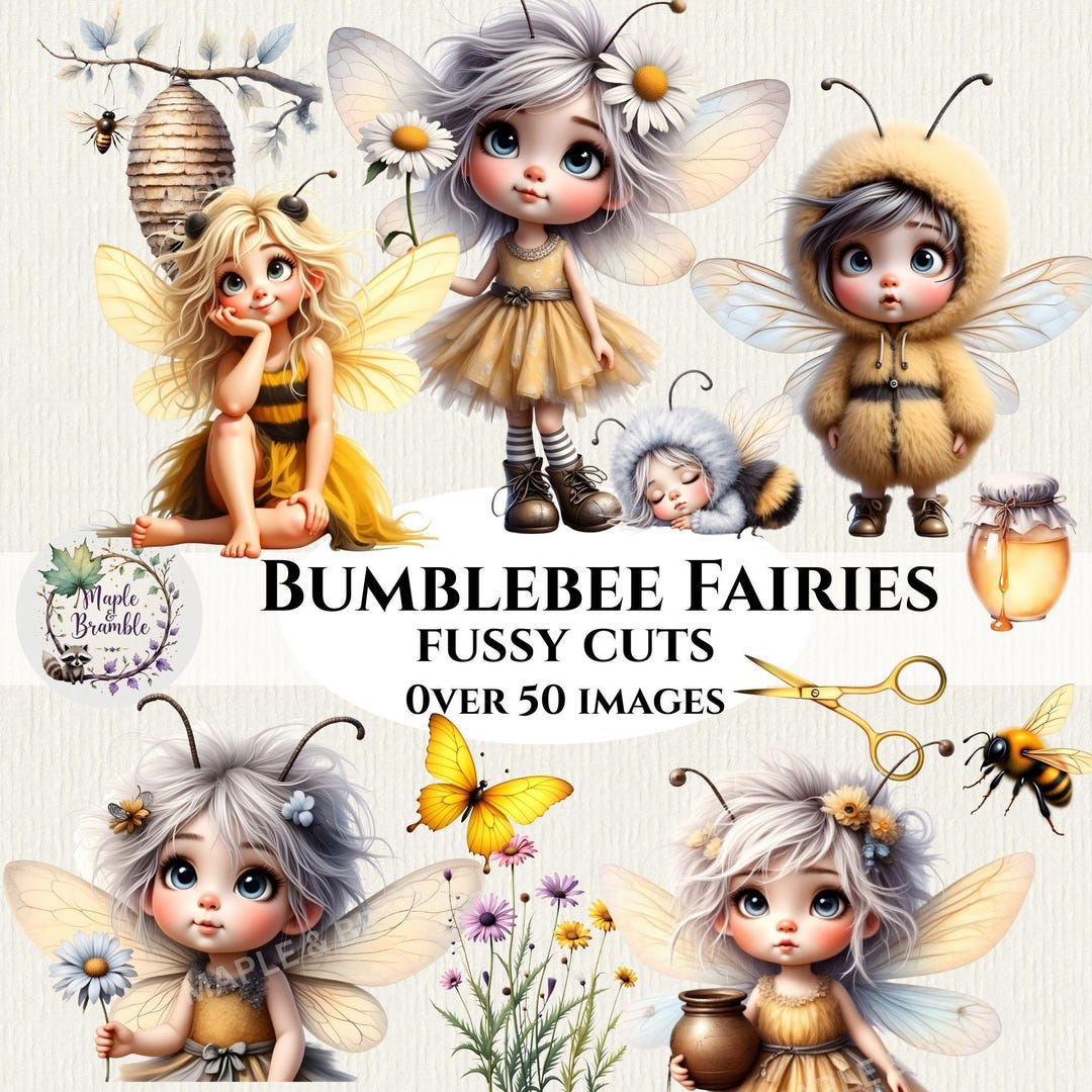 Bumblebee Fairy Fussy Cut Printables, Printable Ephemera for Junk ...