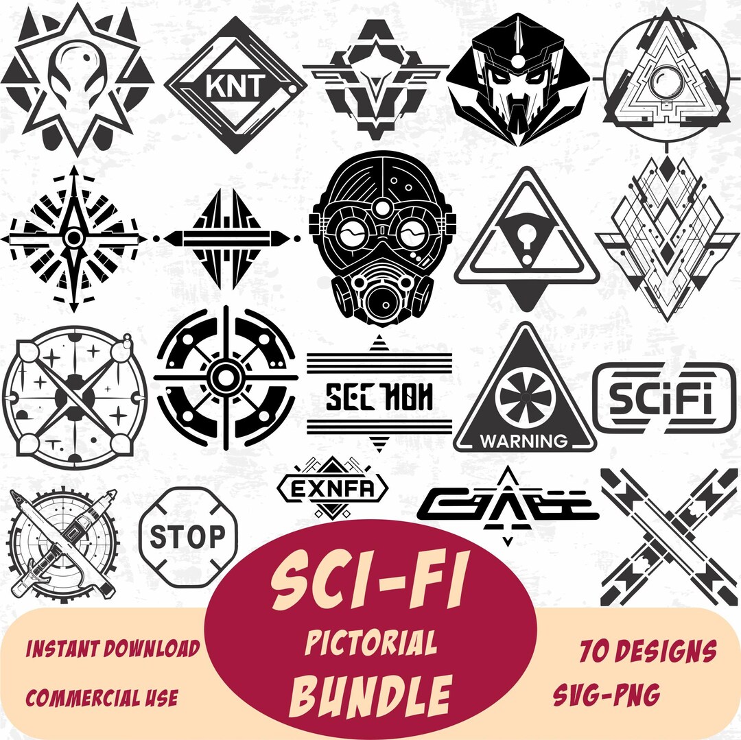 Sci-fi Pictorial SVG Bundle | 70 Futuristic Symbols and Icons ...