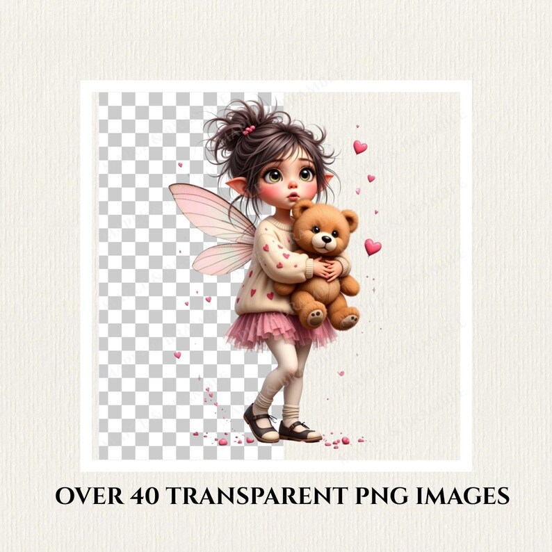Valentine Fairy Clipart Transparent PNG Clipart Bundle (digital ...