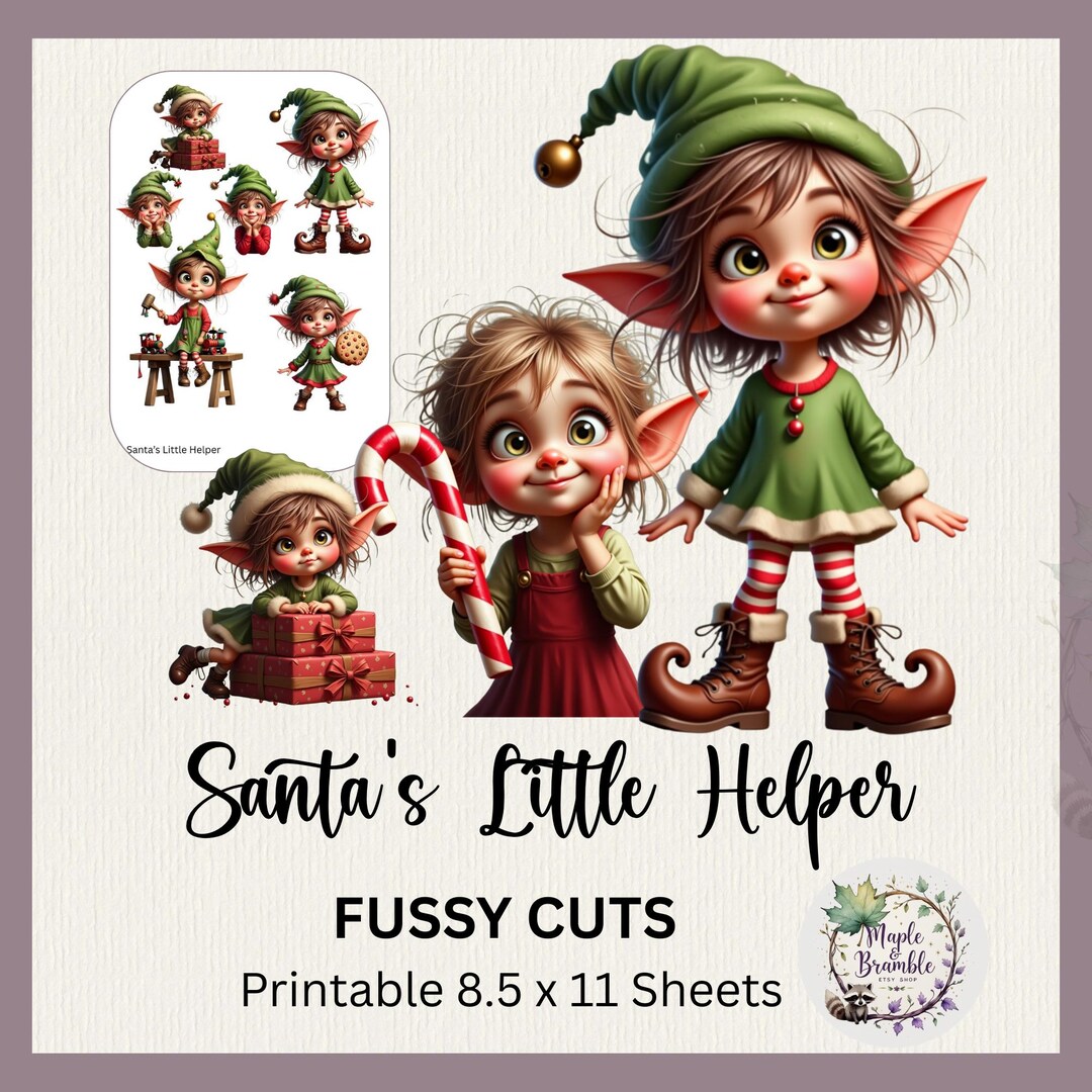 Santa's Helpers, Elves Fussy Cuts | Printable 8.5x11 Sheets ...
