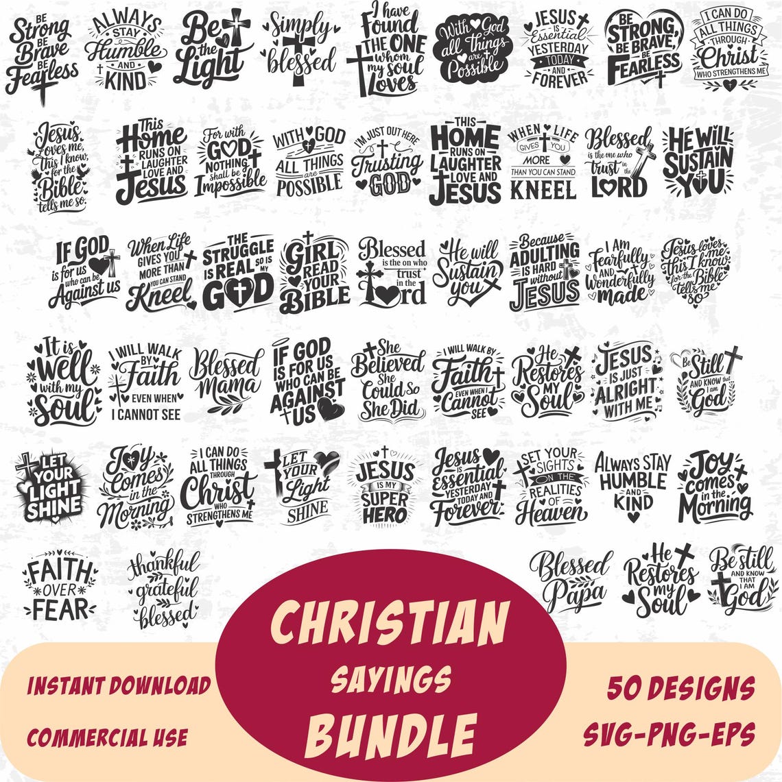 Christian Sayings SVG Bundle: Faith Quotes, Bible Verses (digital ...