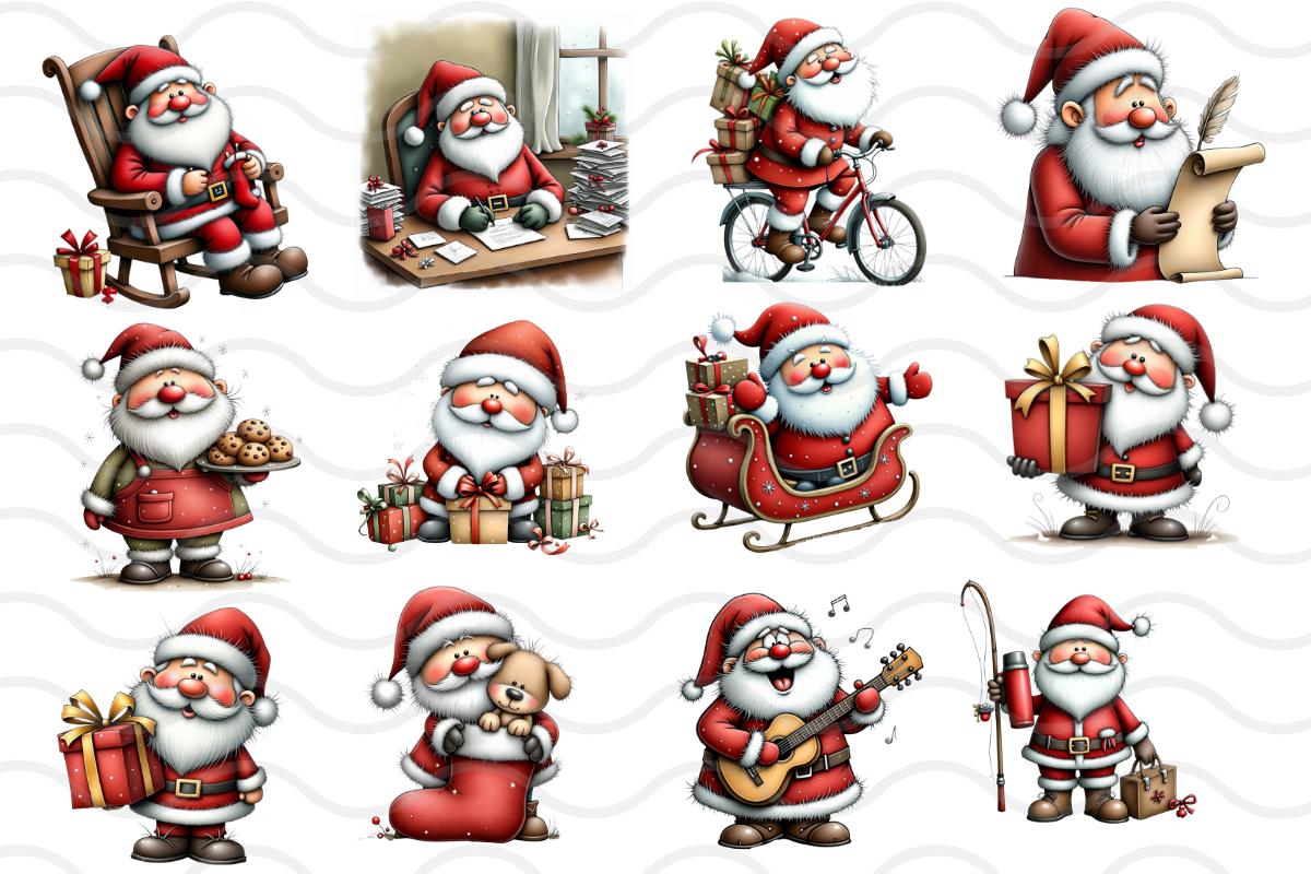 22 Whimsical Santa Claus Clipart | Christmas PNG Set, Digital Download ...