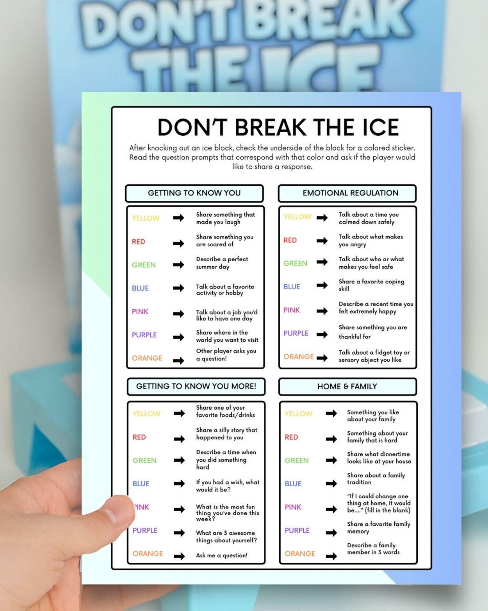 Don't Break the Ice Therapy Questions – Printable PDF + Editable ...