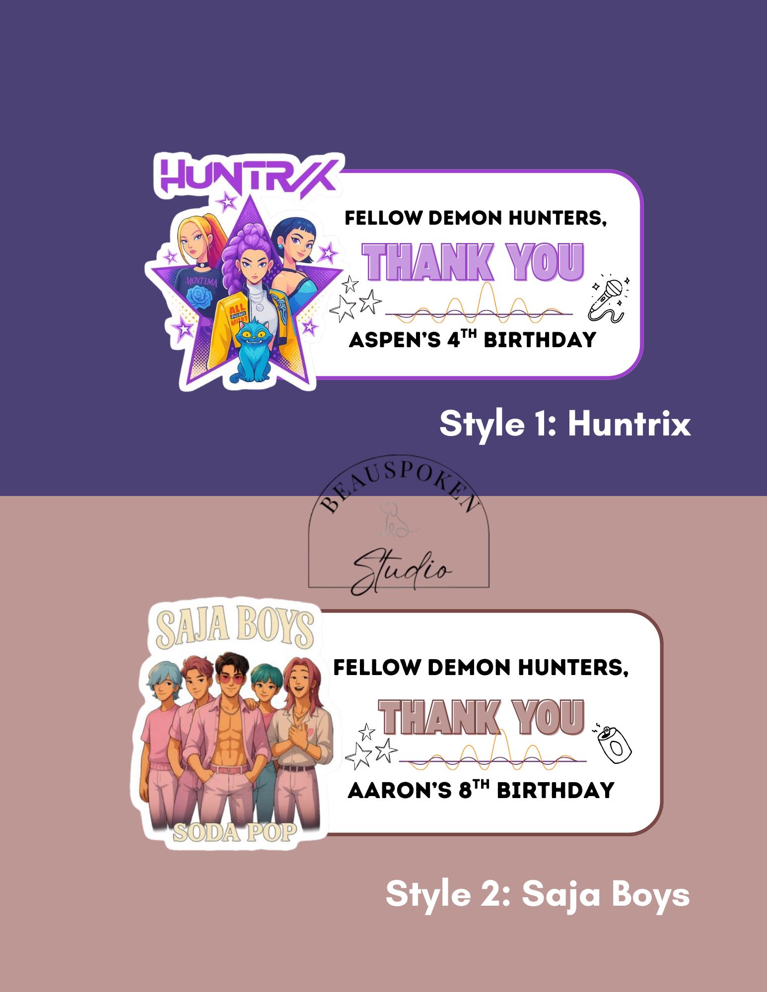 K-pop Demon Hunters Themed: Thank You Gift Tags | Your Personalized ...