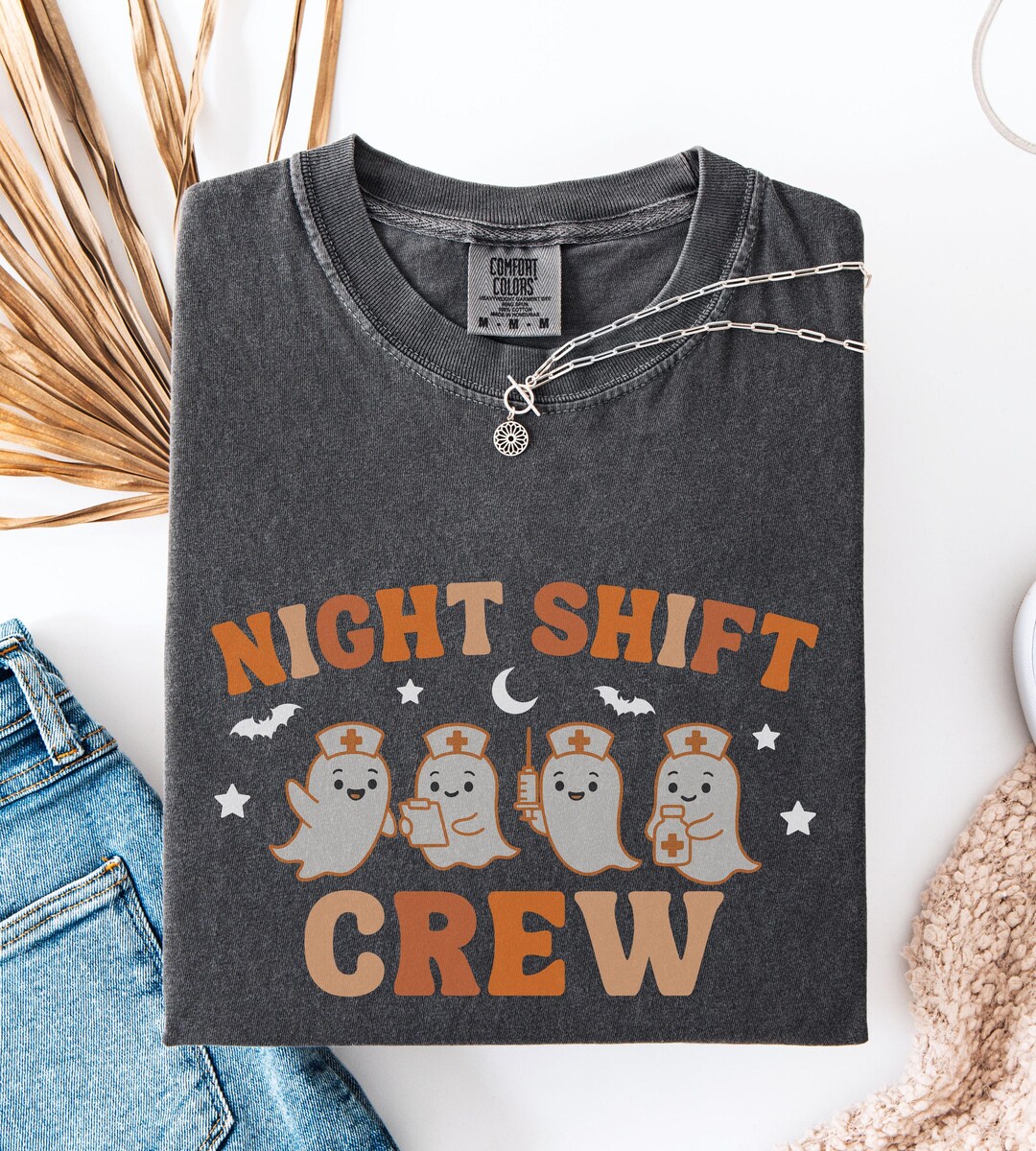 Night Shift Crew, Halloween Nurse Sweatshirt, Retro Spooky Nurse Tshirt ...