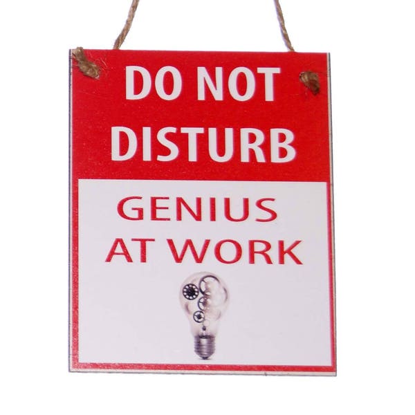Genius at Work Sign - Etsy