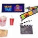 MOVIE TIME CINEMA Popcorn Ticket Film Strip Soda Pop Clapboard Set of 6 ...