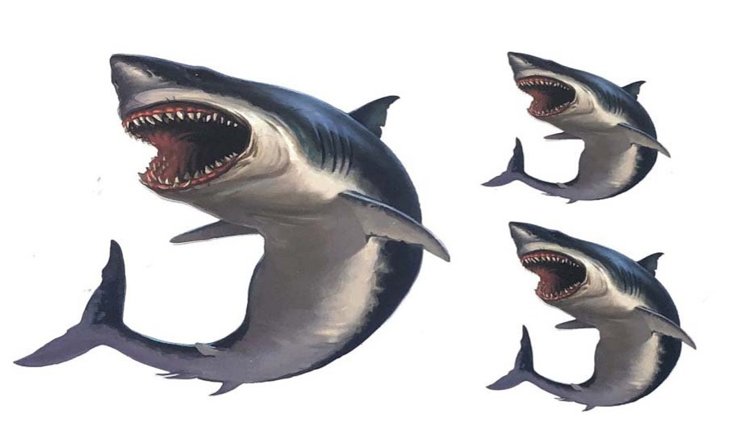 Hungry SHARK Ocean Decal Vinyl Sticker Set of 3 for Window Laptop Cell ...