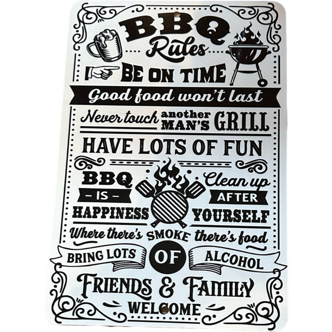 Barbecue BBQ RULES Be on Time Food Fun & Lots More Rules 12 X 8 in ...