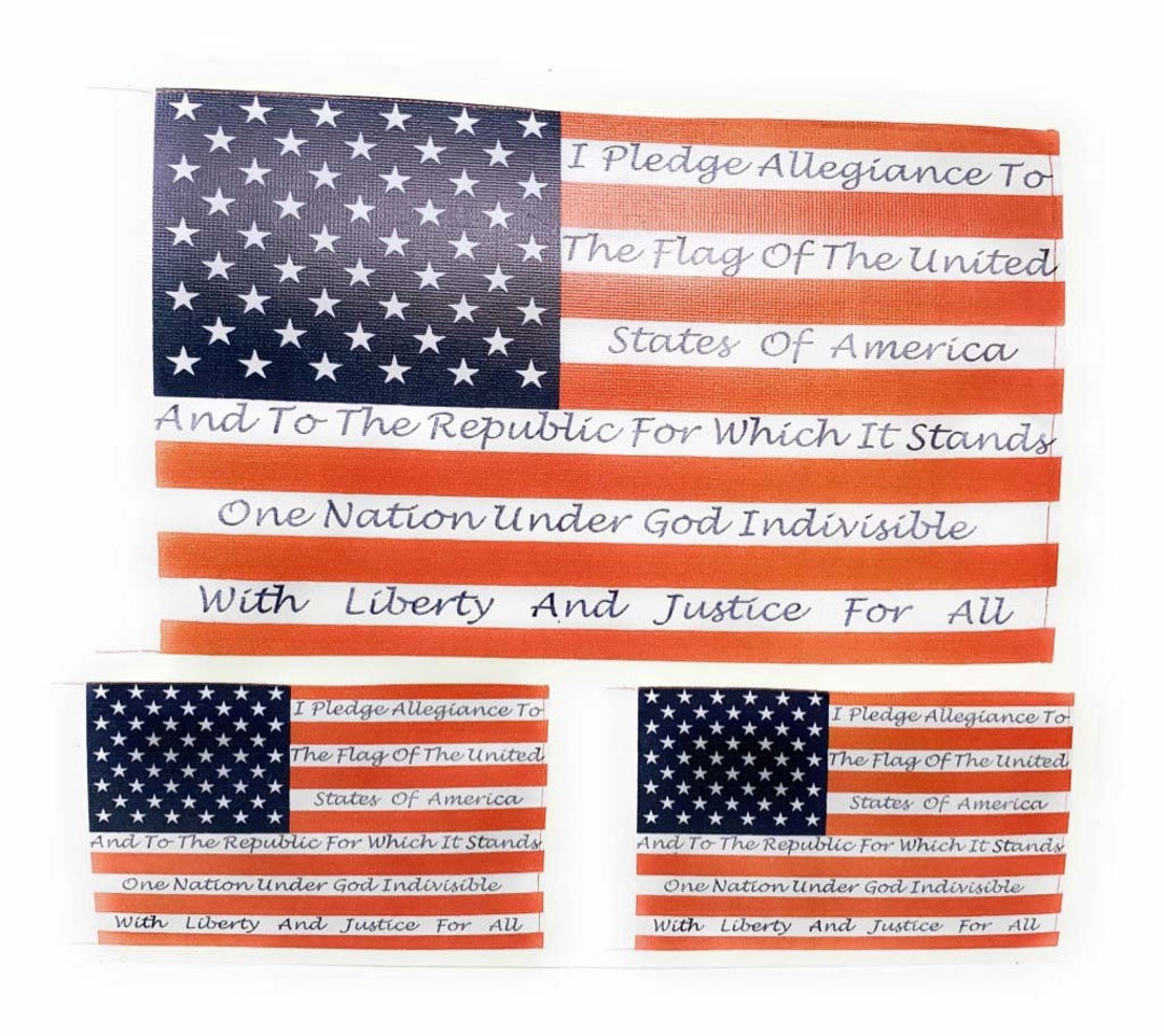 American FLAG W/pledge of ALLEGIANCE Set of 3 Removable Fabric Decal ...