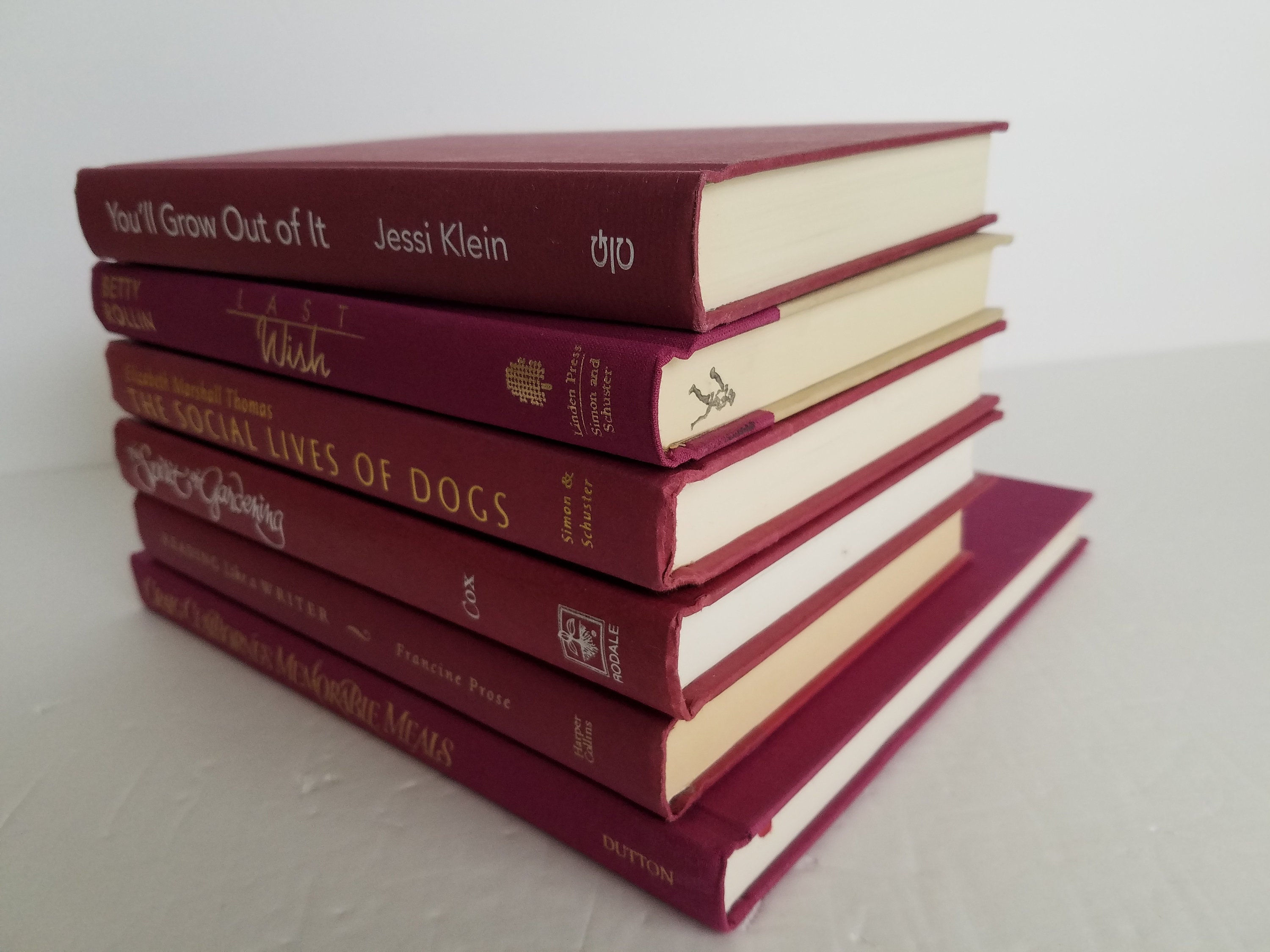 Set of 6 Burgundy / Wine / Maroon Books Home or Wedding - Etsy