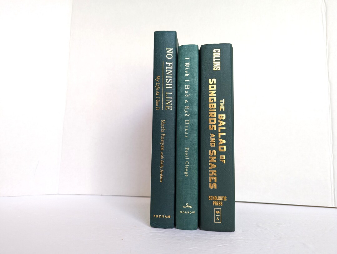Dark Green Books With Gold Foil Lettering; Set of 3 Books; Home or ...