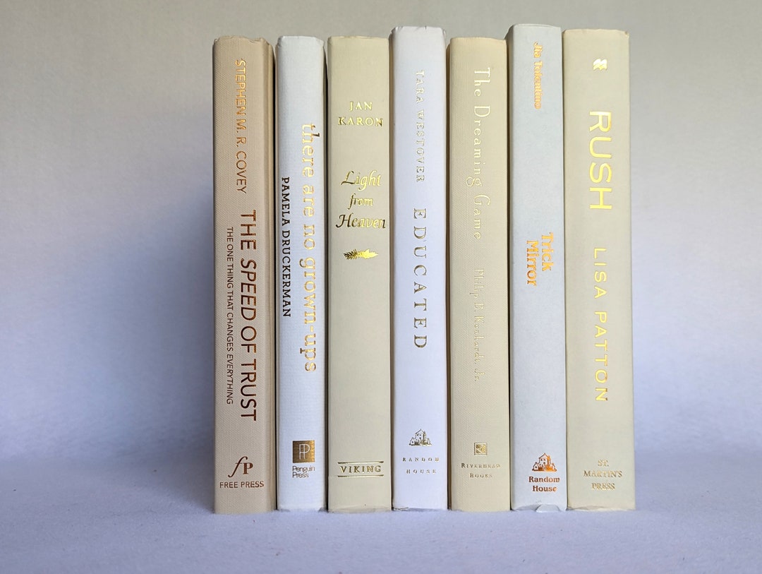 Set of 7 Ivory Books Home or Wedding Decor Instant Library - Etsy