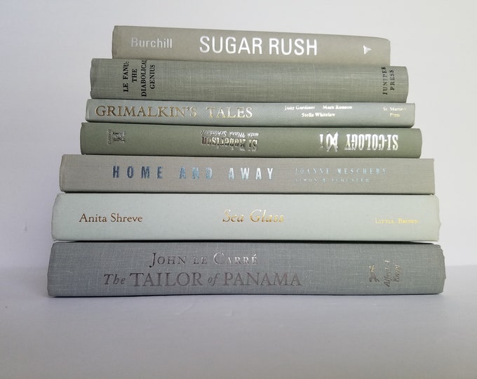 Set of 7 Pale Gray Green Books Home or Wedding Decor Instant - Etsy