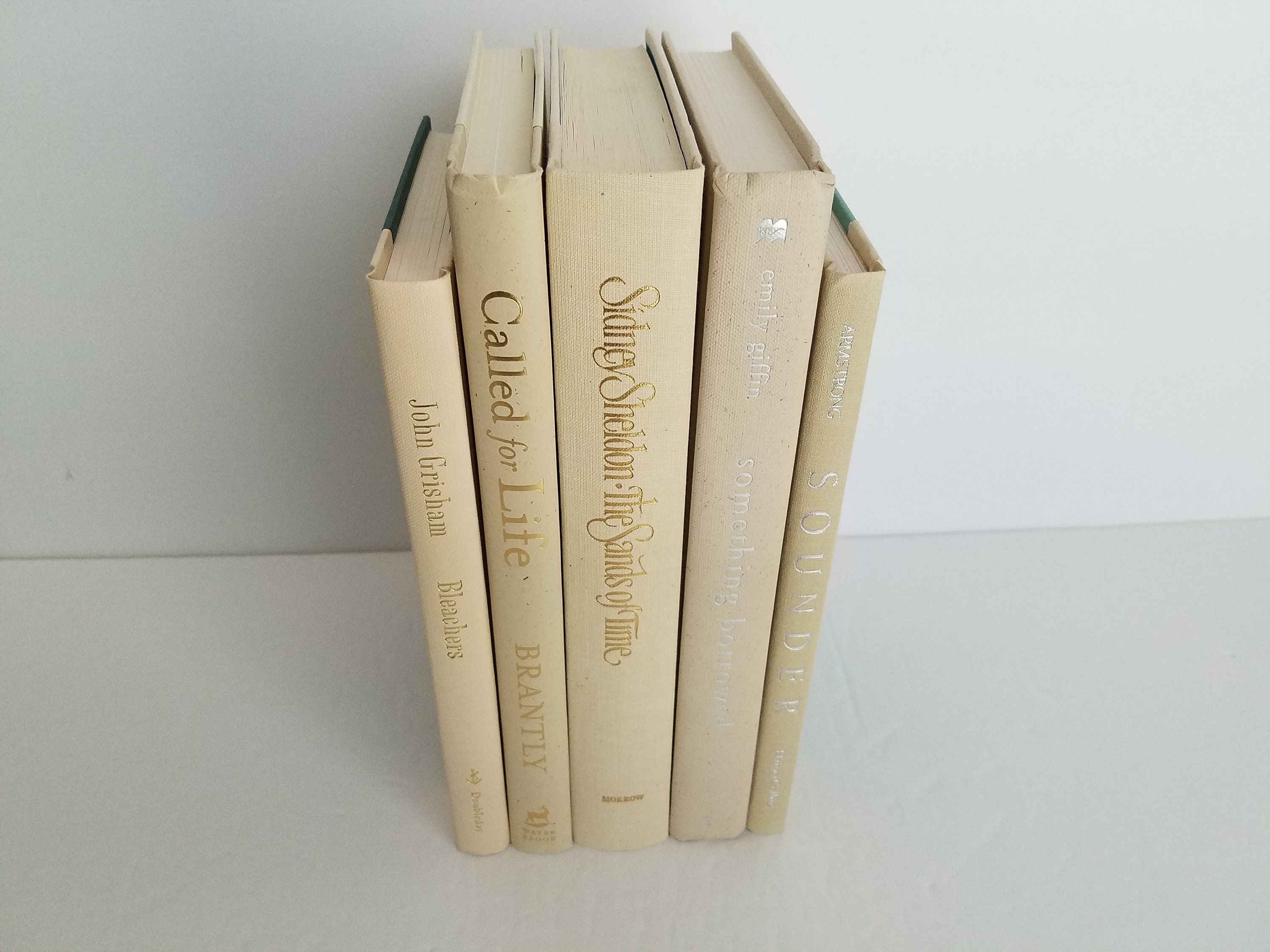 Set of 5 Ivory Books Home or Wedding Decor Instant Library Book Display ...
