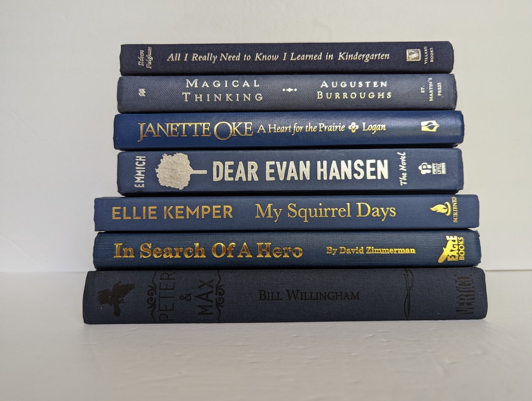 Dark Blue Hardcover Book Set, Home Decor Library Display - Etsy