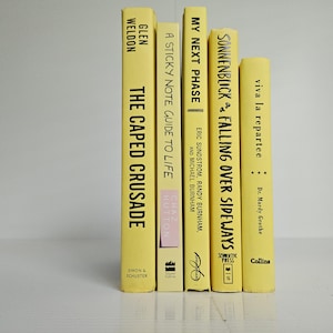 Yellow Books; Set of 5 Hardcover Books; Home or Wedding Decor; Instant ...