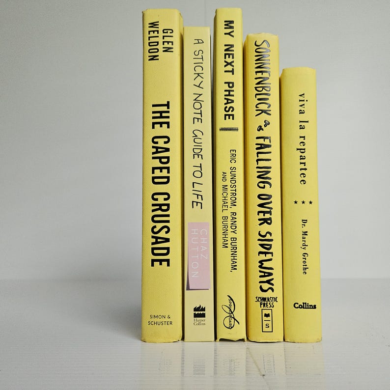 Yellow Books; Set of 5 Hardcover Books; Home or Wedding Decor; Instant ...