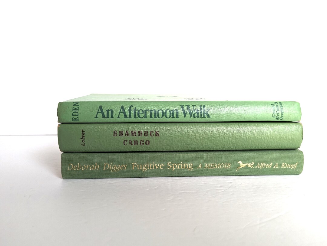 Set of 3 Green Books; Home or Wedding Decor; Instant Library; Book ...