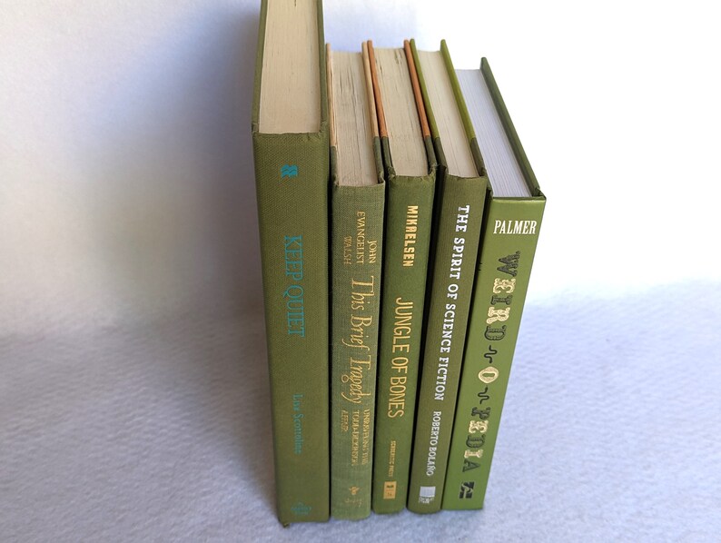 Olive Green Books; Set of 5 Hardcover Books; Home or Wedding Decor ...