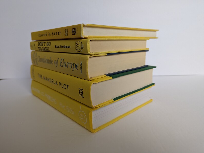 Yellow Books; Set of 5 Hardcover Books; Home or Wedding Decor; Instant ...