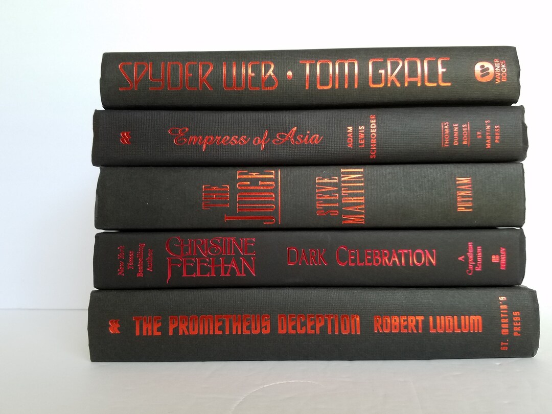 Black Books With Red Lettering; Set of 5 Hardcover Books; Home or ...