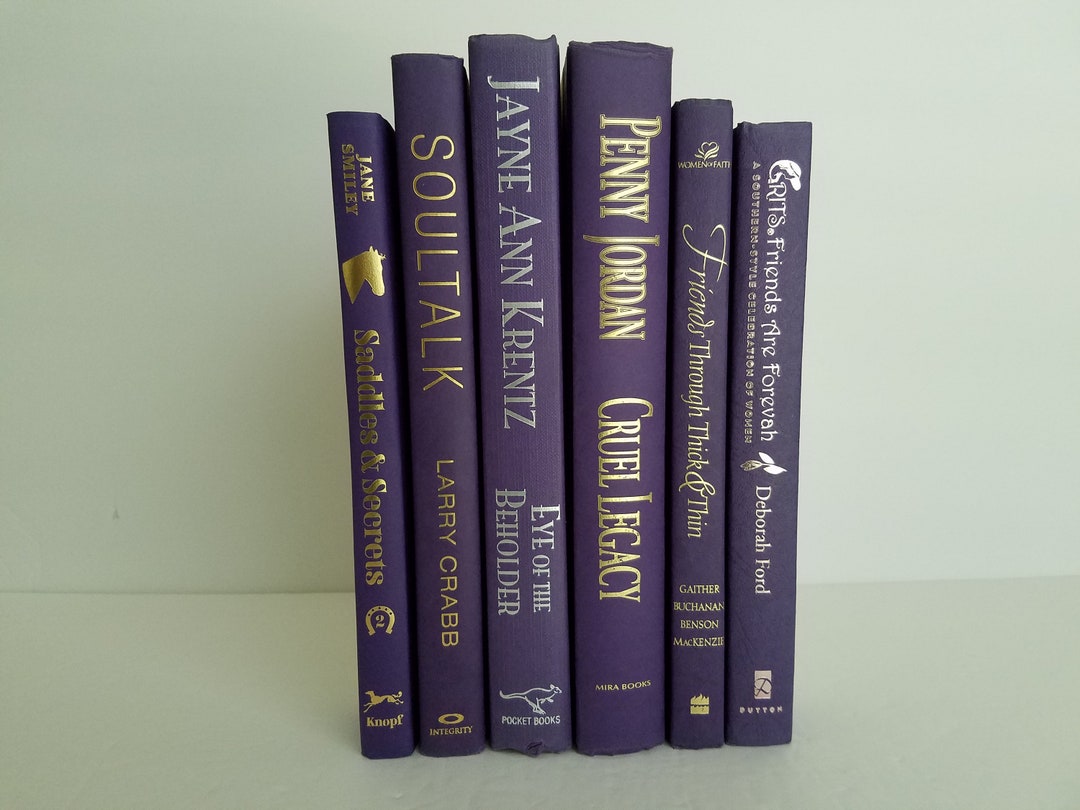 Purple Books; Set of 6 Hardcover Books; Home or Wedding Decor; Instant ...