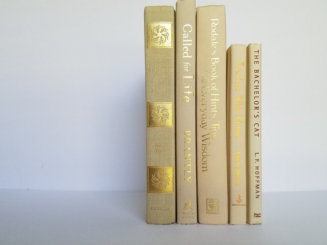 Set of 5 Ivory Books Home or Wedding Decor Instant Library Book Display ...