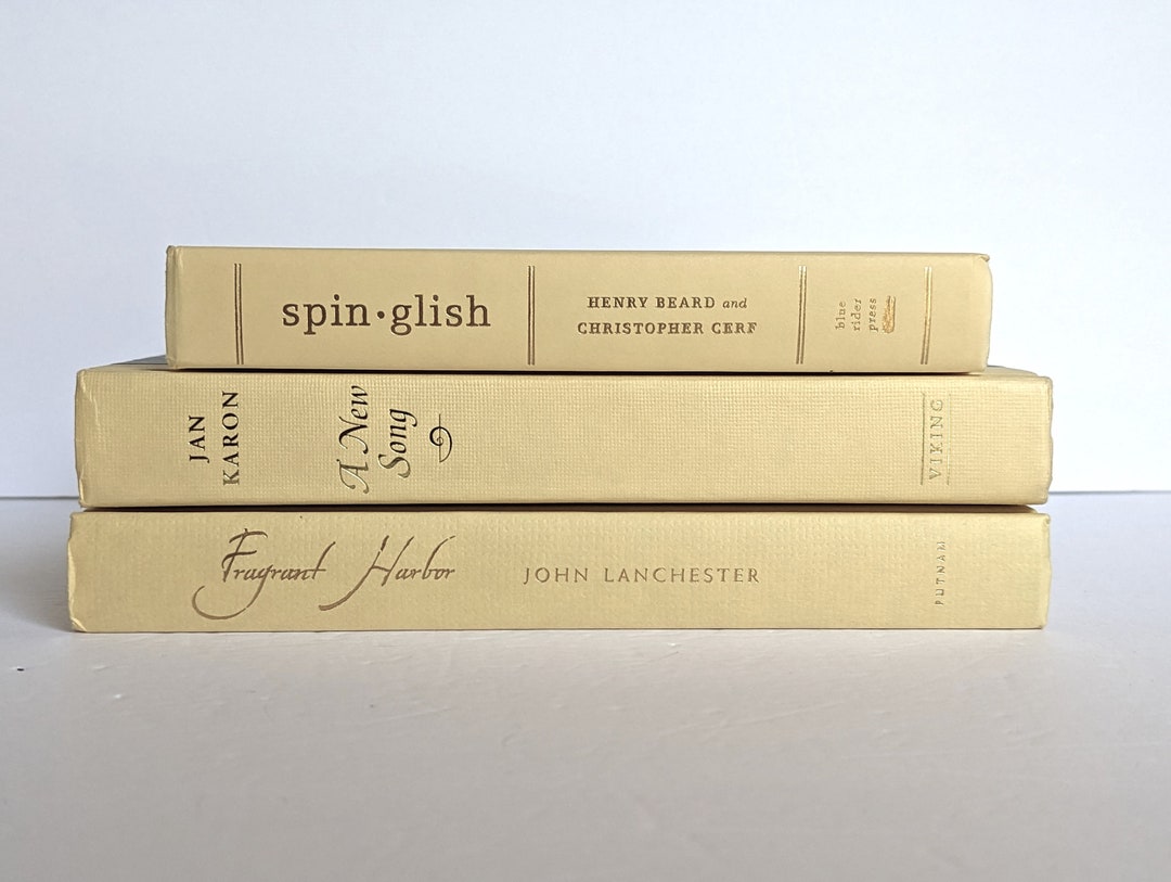 Set of 3 Ivory Books With Gold Foil Lettering; Home or Wedding Decor ...