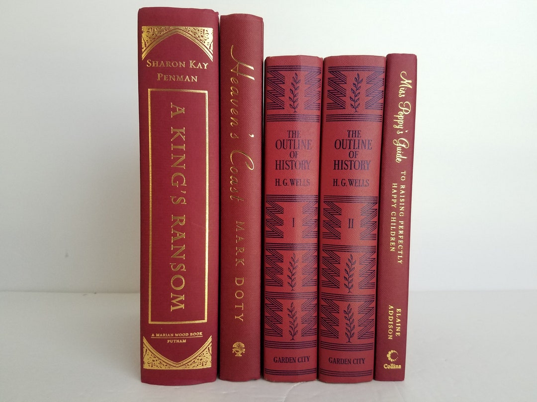 Set of 5 Burgundy / Wine / Maroon Books With Gold Foil Lettering; Home ...