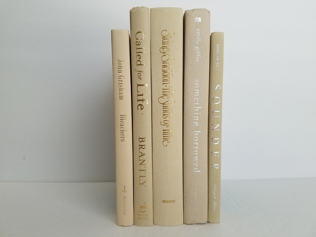 Set of 5 Ivory Books; Home or Wedding Decor; Instant Library; Book ...