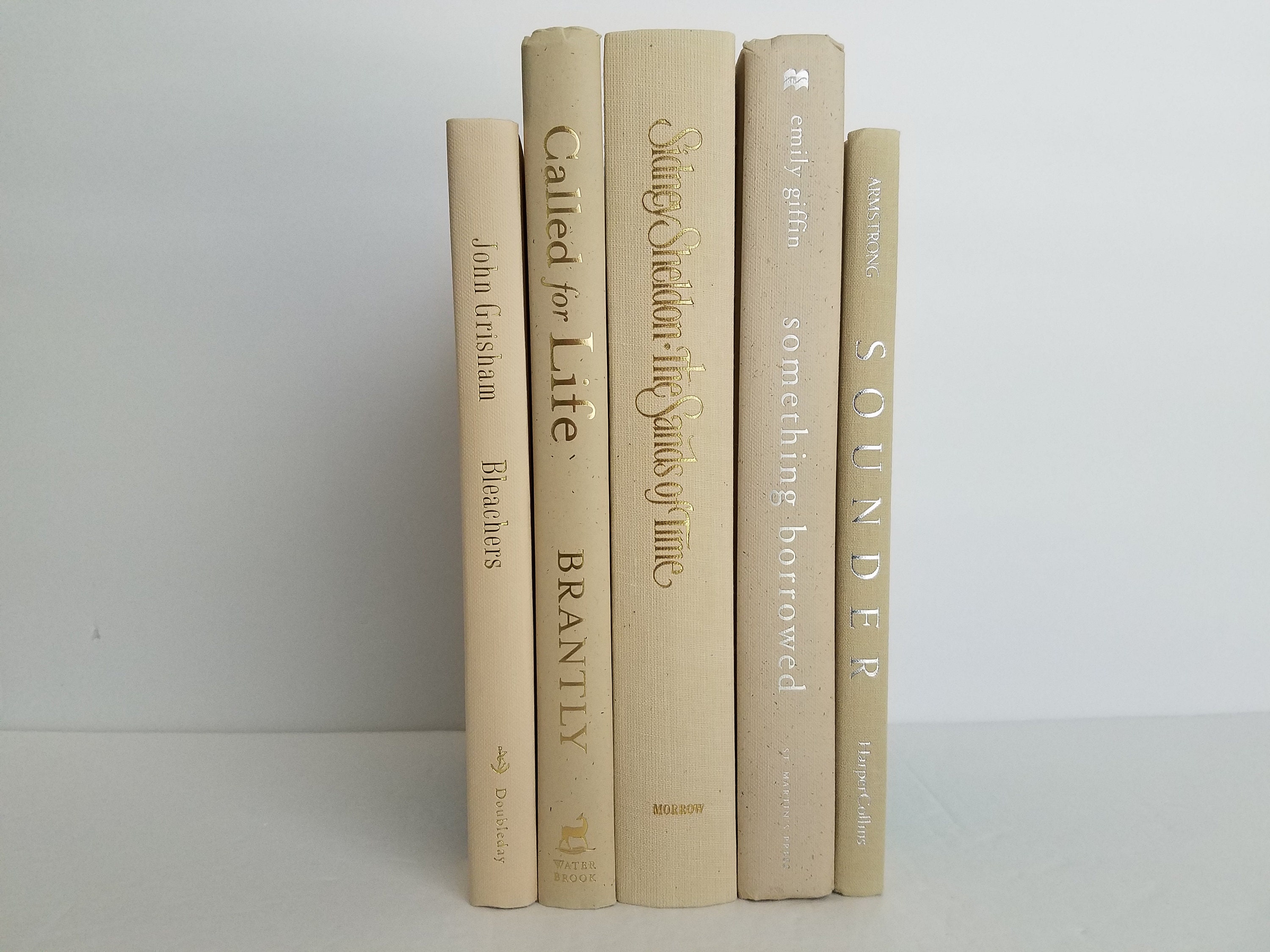 Set of 5 Ivory Books Home or Wedding Decor Instant Library Book Display ...