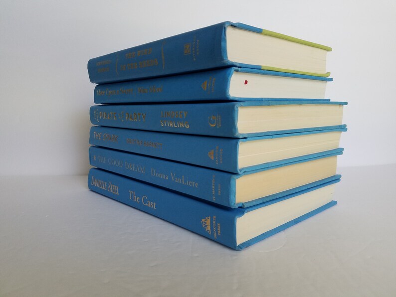 Juego de 6 libros de color azul brillante/turquesa con letras - Etsy España