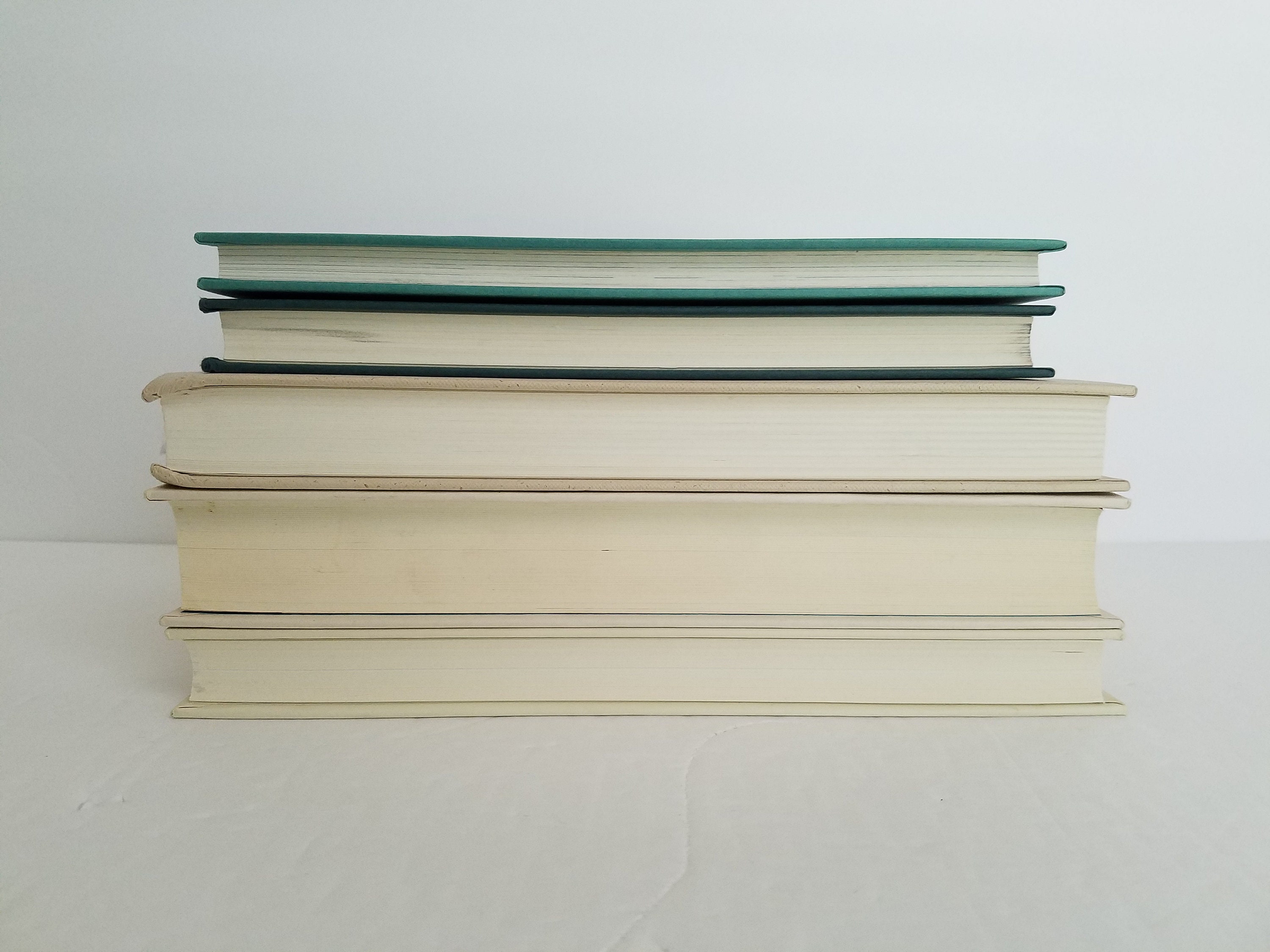 Set of 5 Ivory Books Home or Wedding Decor Instant Library Book Display ...