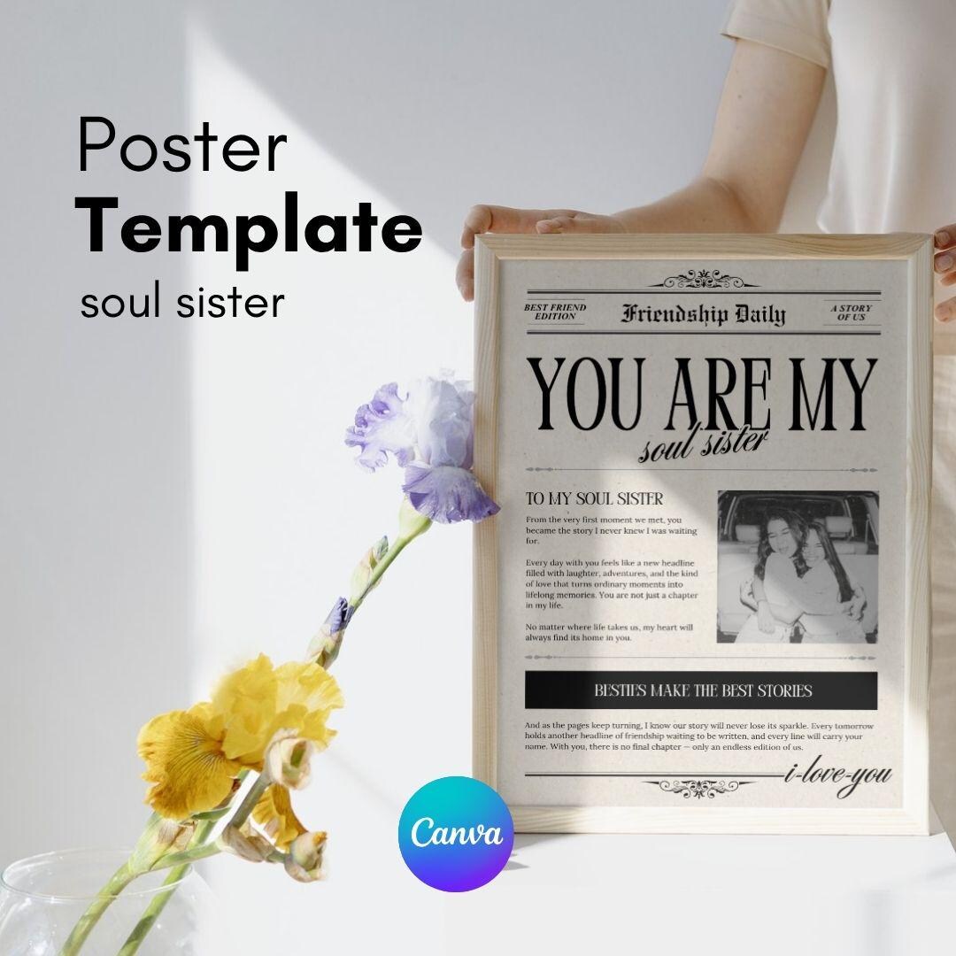 Vintage Newspaper Poster Template for Best Friend | Editable Canva ...