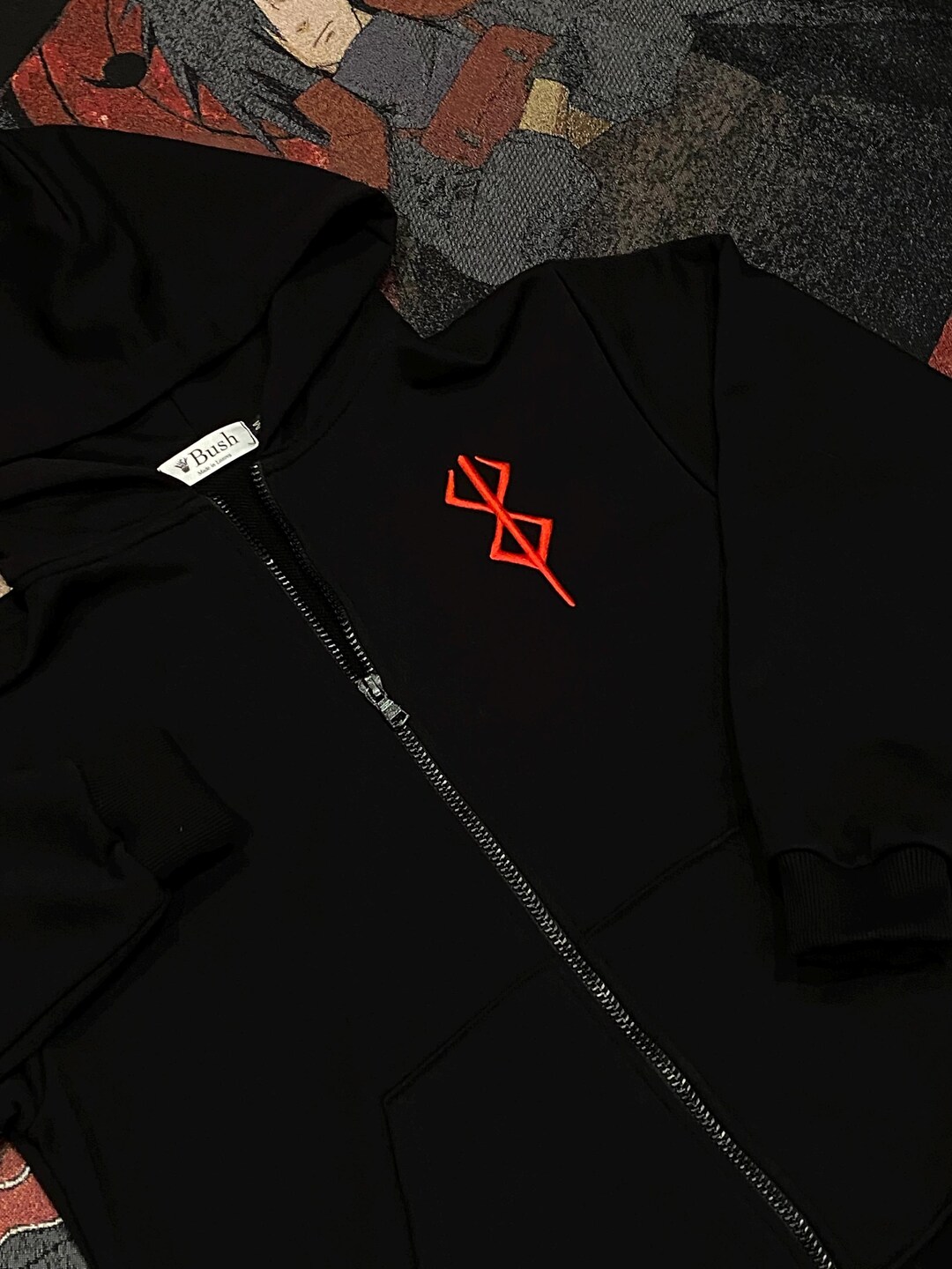 Dark Anime Zip Hoodie, Gothic Manga Inspired Jacket, Oversized ...