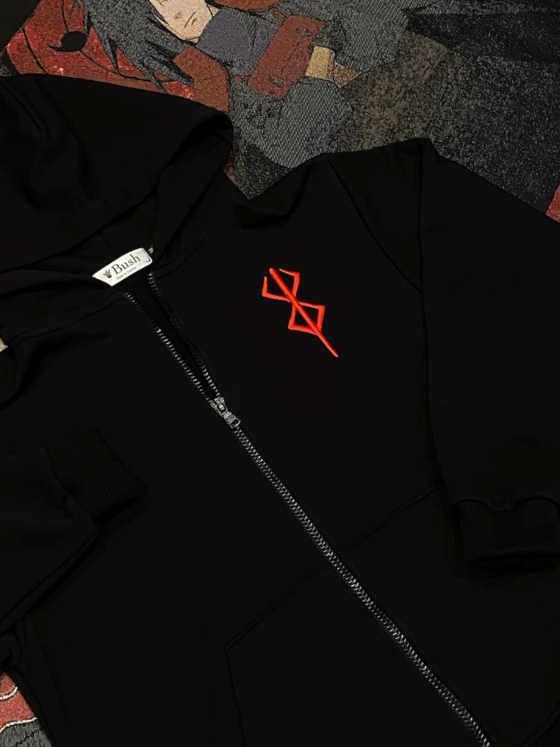 Dark Anime Zip Hoodie, Gothic Manga Inspired Jacket, Oversized ...