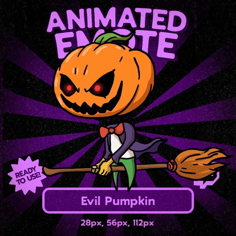 Kawaii Evil Pumpkin Animated Twitch Emote: Spooky Halloween (GIF) - Etsy