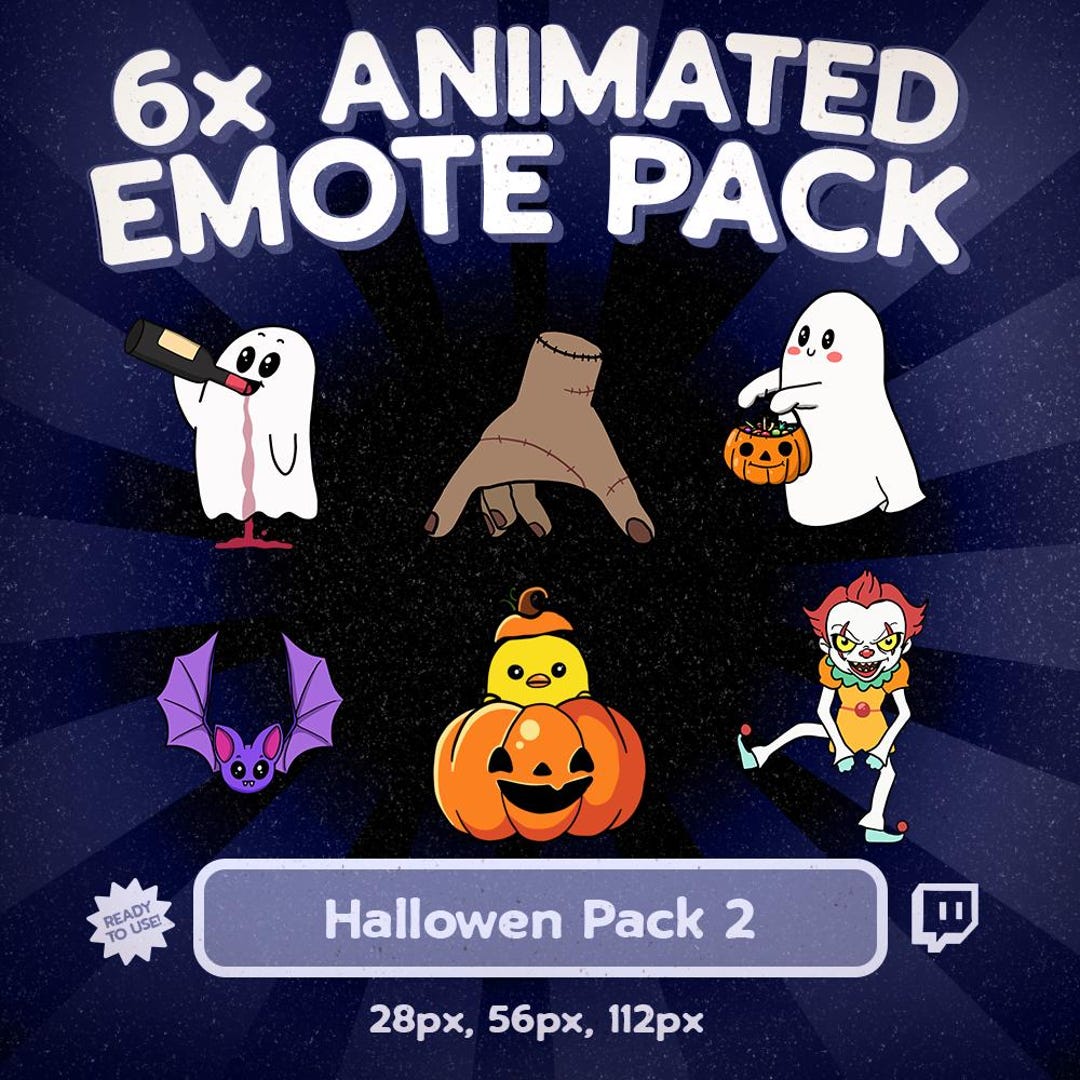 Halloween Animated Emote Pack for Twitch and Discord, 6x Spooky Cute ...