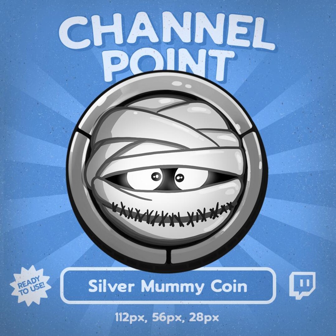 Kawaii Silver Mummy Coin Channel Point Icon for Twitch, Spooky ...