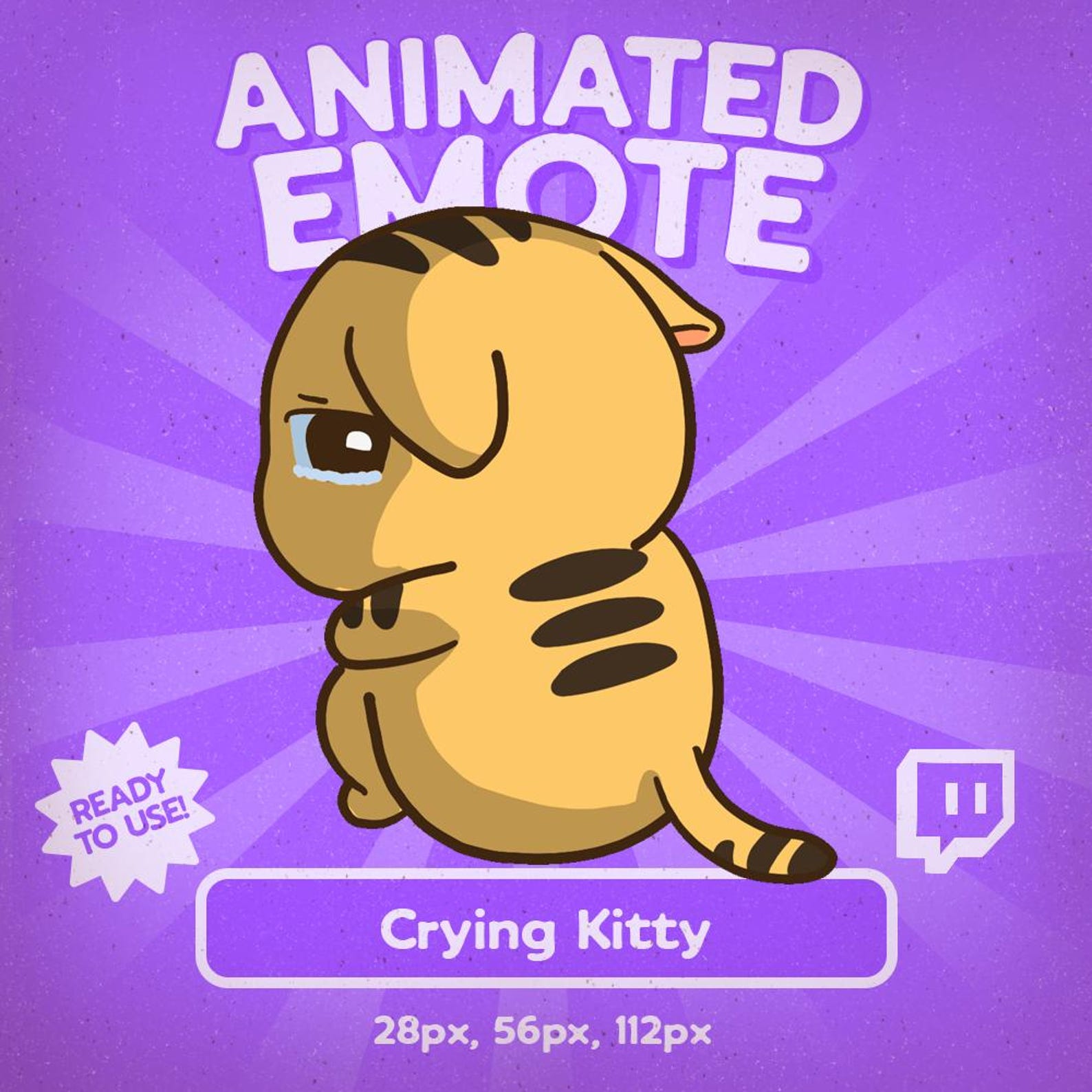 Kawaii Crying Cat Animated Emote: Twitch/discord Stream Overlay (GIF ...
