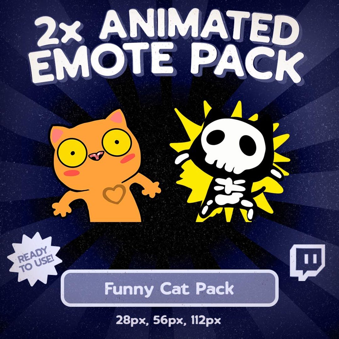 Funny Cat Animated Emote Pack for Twitch and Discord, 2× Cute and ...