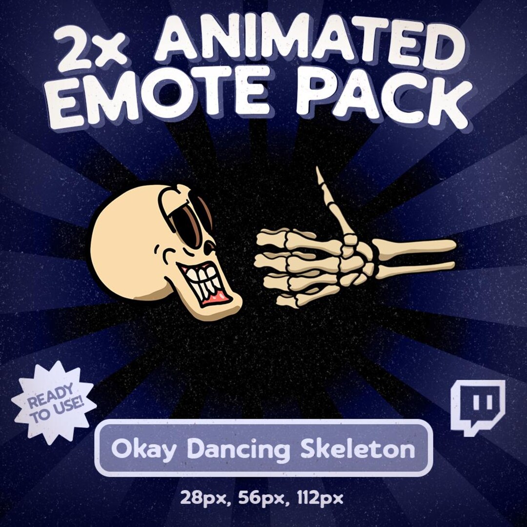 Kawaii Dancing Skeleton Animated Emote Pack for Twitch and Discord ...