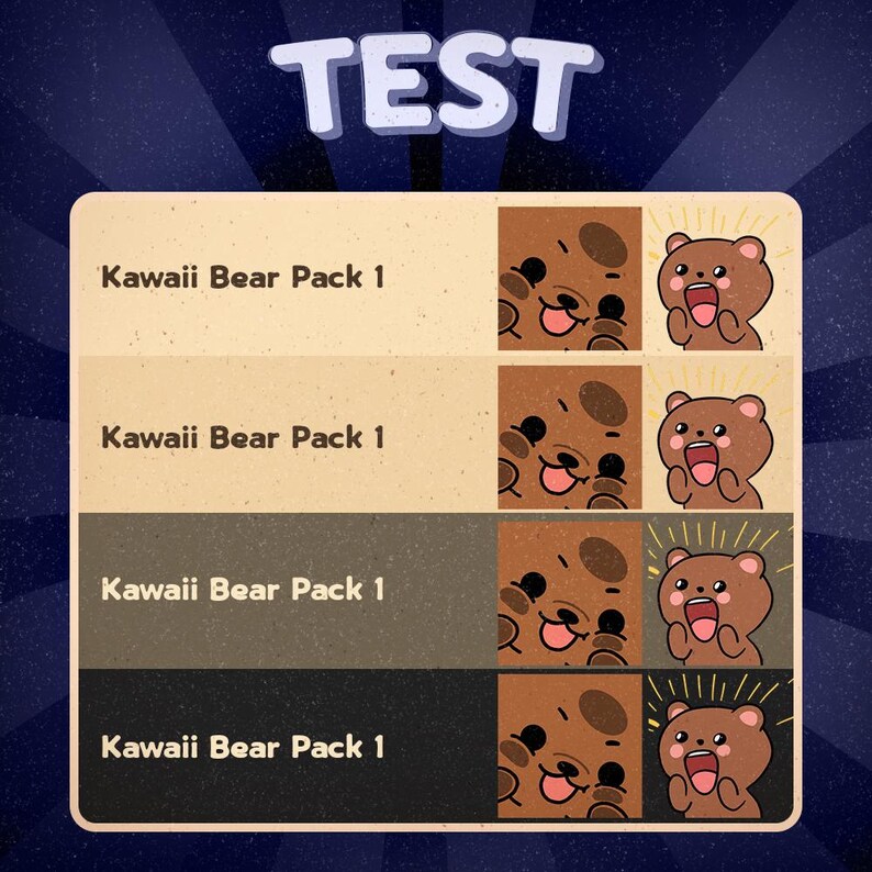 Kawaii Bear Animated Emote Pack for Twitch and Discord, Cute Surprise ...