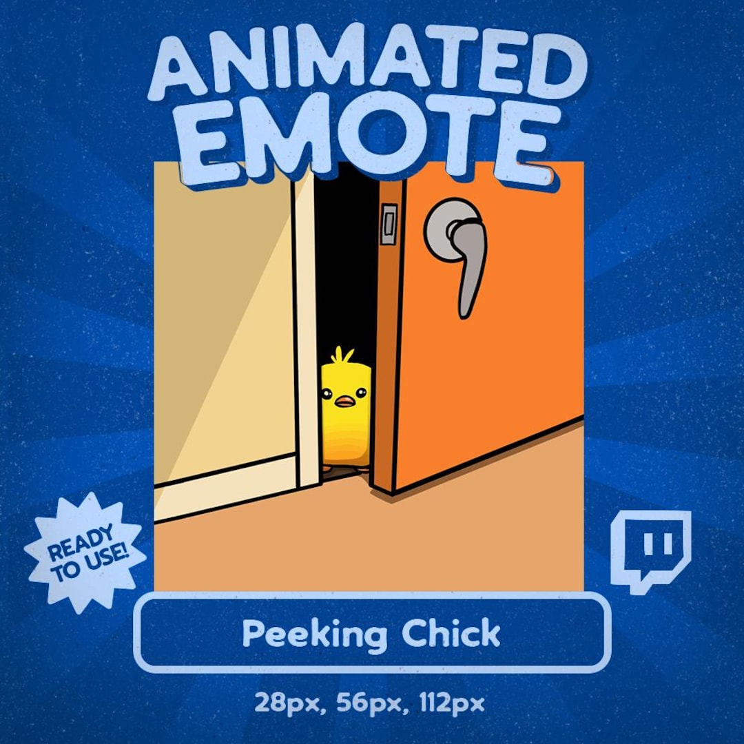 Kawaii Peeking Chick Animated Twitch Emote, Cute Lurking Bird Emote for ...