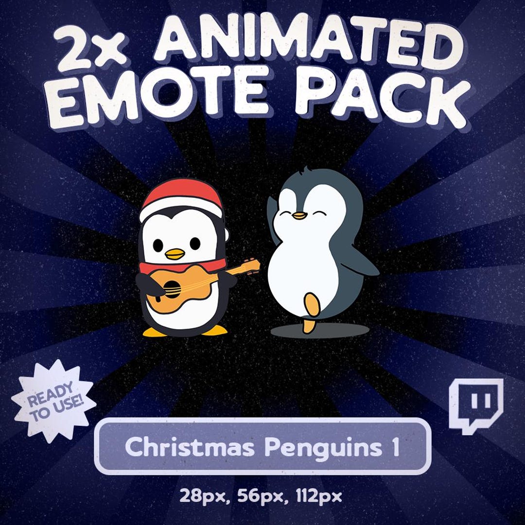 Kawaii Christmas Penguins Animated Emote Pack 1 for Twitch and Discord ...