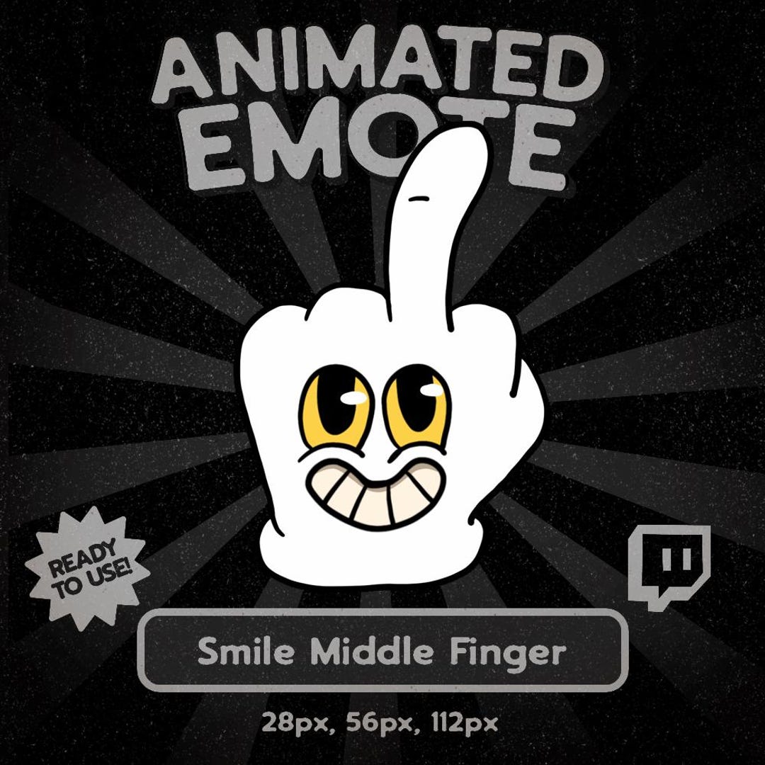 Kawaii Smile Middle Finger Animated Emote for Twitch and Discord, Funny ...
